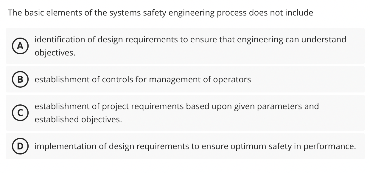 Solved The basic elements of the systems safety engineering | Chegg.com