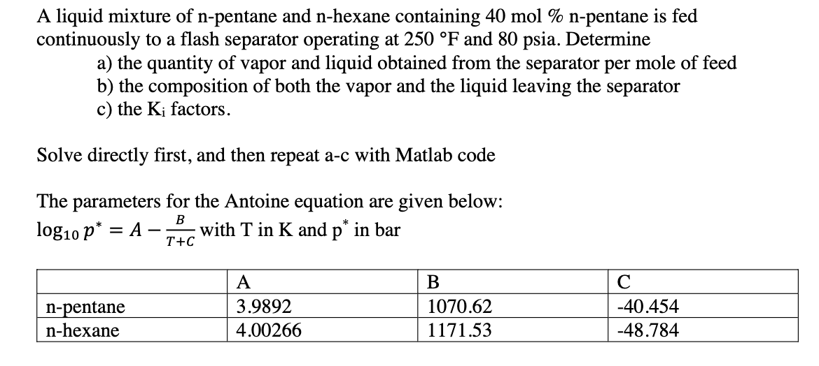 Solved A liquid mixture of n-pentane and n-hexane containing | Chegg.com