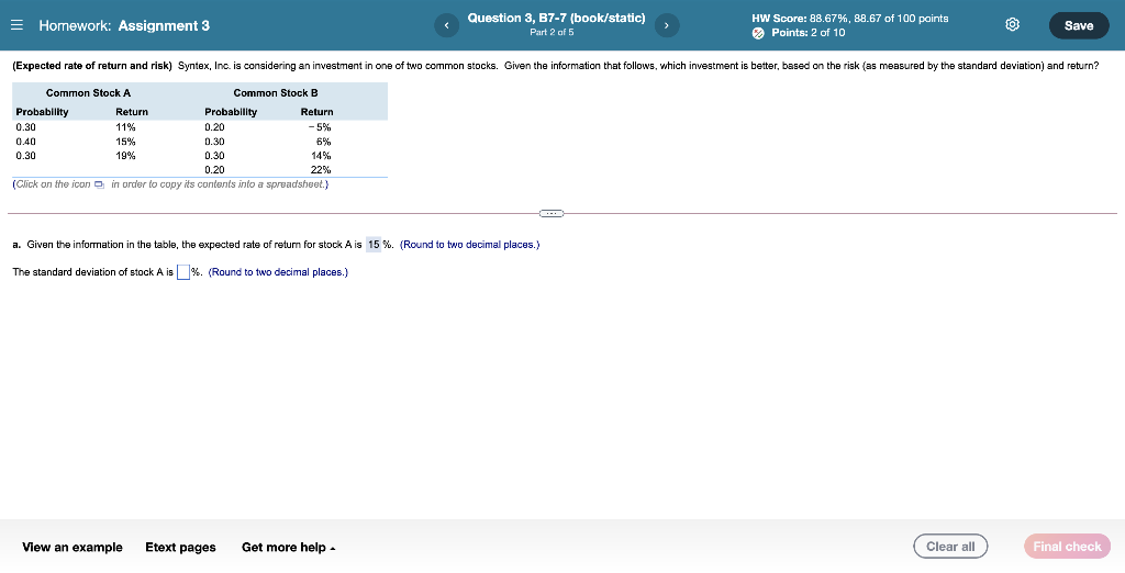 Solved = Homework: Assignment 3 Question 3, B7-7 | Chegg.com
