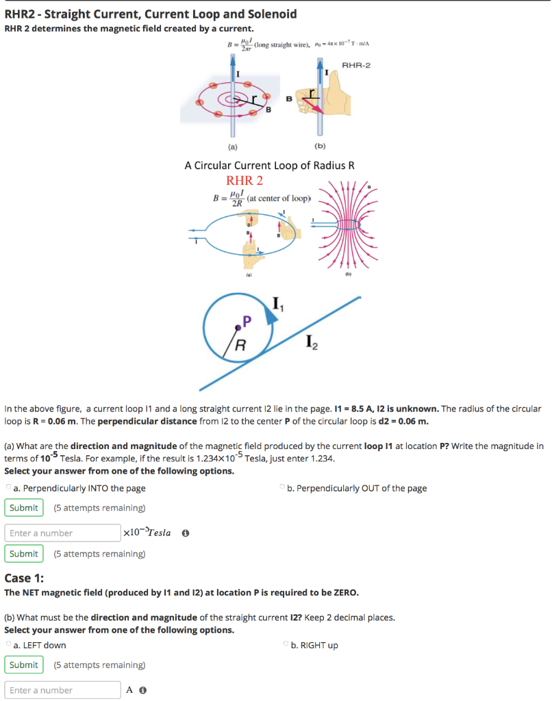 Solved RHR2 - Straight Current, Current Loop and Solenoid | Chegg.com