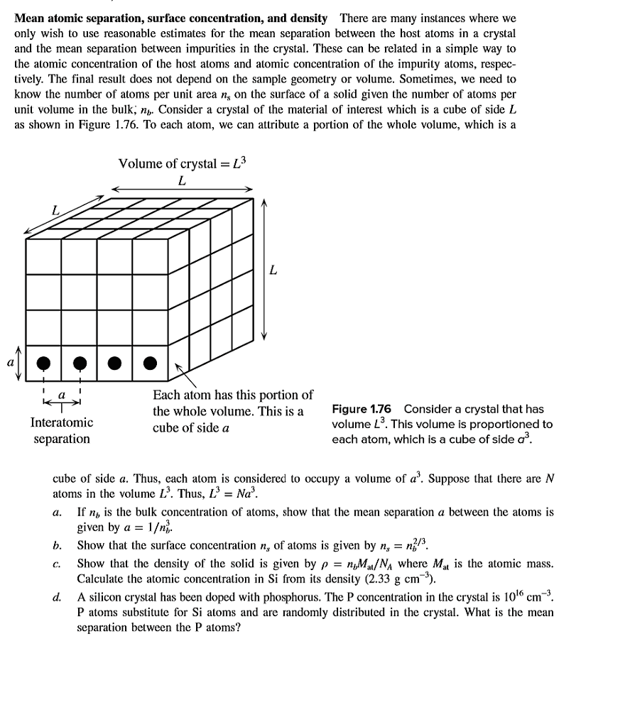Solved Mean atomic separation, surface concentration, and | Chegg.com