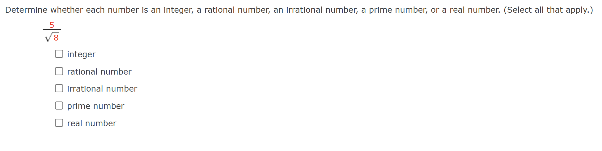 Determine Whether Each Number Is An integer A