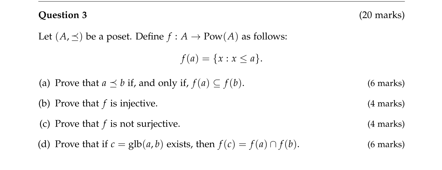 Solved Question 3 (20 marks) Let (A,