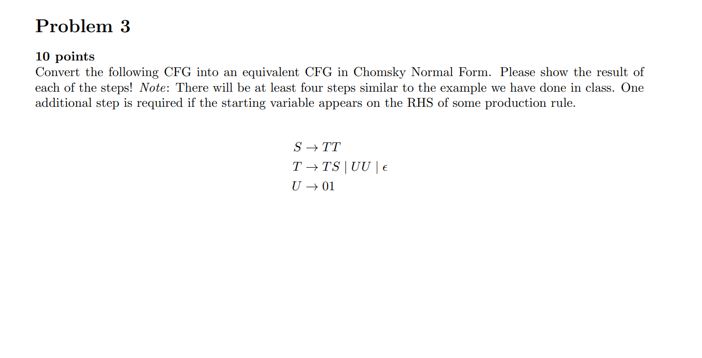 Solved 10 points Convert the following CFG into an | Chegg.com