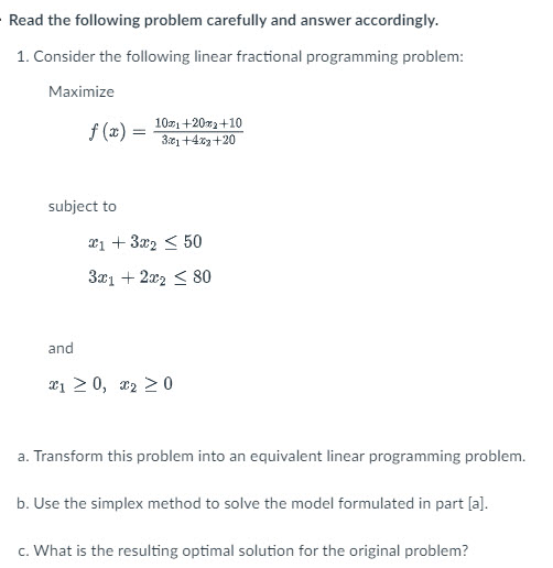 Solved Read the following problem carefully and answer | Chegg.com