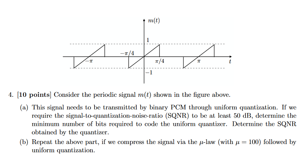 Solved [ 10 points ] Consider the periodic signal m ( t ) | Chegg.com