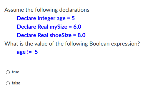 Solved Assume the following declarations Declare Integer age | Chegg.com