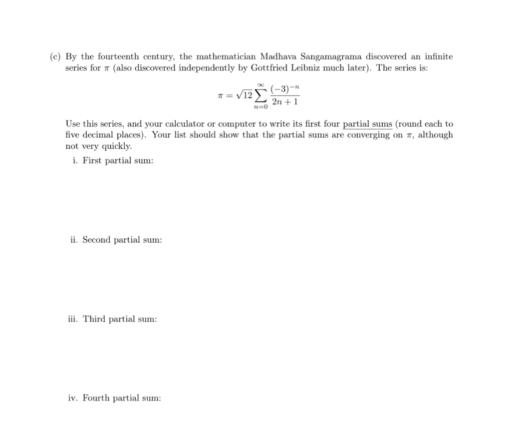 Solved (c) By the fourteenth century, the mathematician | Chegg.com