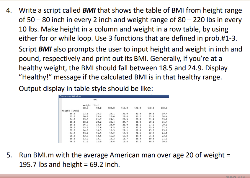 Solved The body mass index, or BMI, is a calculation used to | Chegg.com