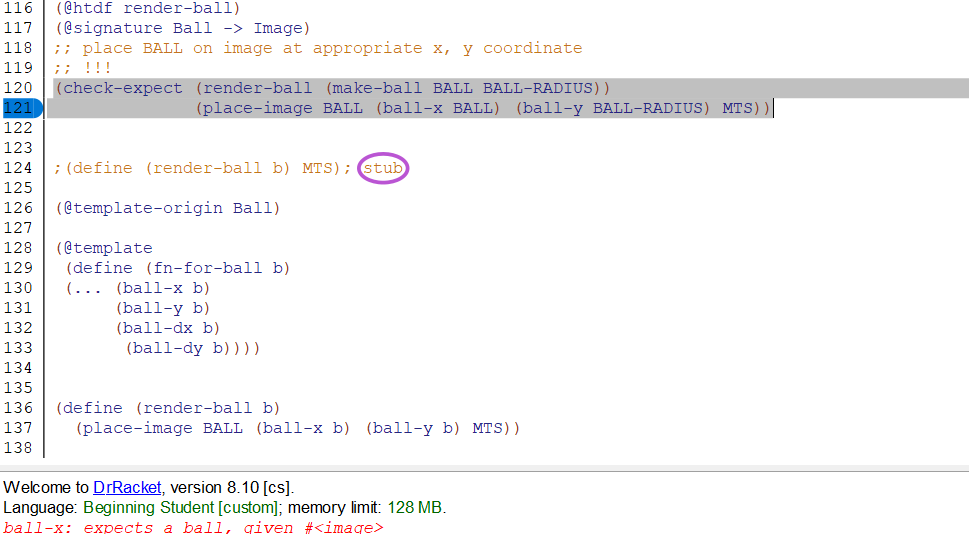 Solved (@htdf render-ball) (Qsignature Ball -> Image) ; ; | Chegg.com