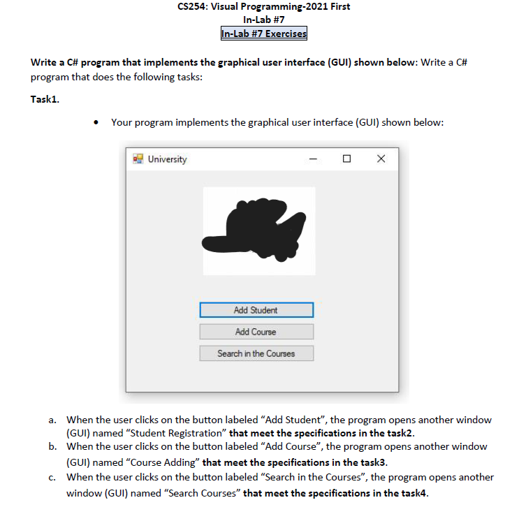 Solved Write a C\# program that implements the graphical | Chegg.com