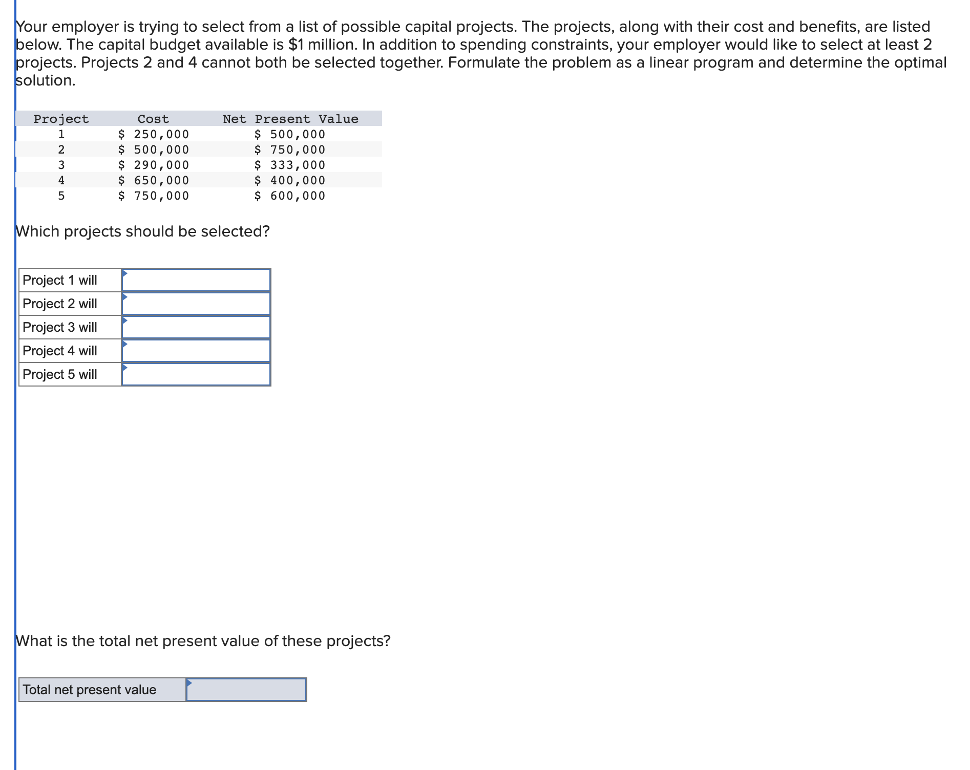 Solved Your employer is trying to select from a list of | Chegg.com
