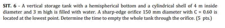Solved SIT. 6 - A vertical storage tank with a hemispherical | Chegg.com