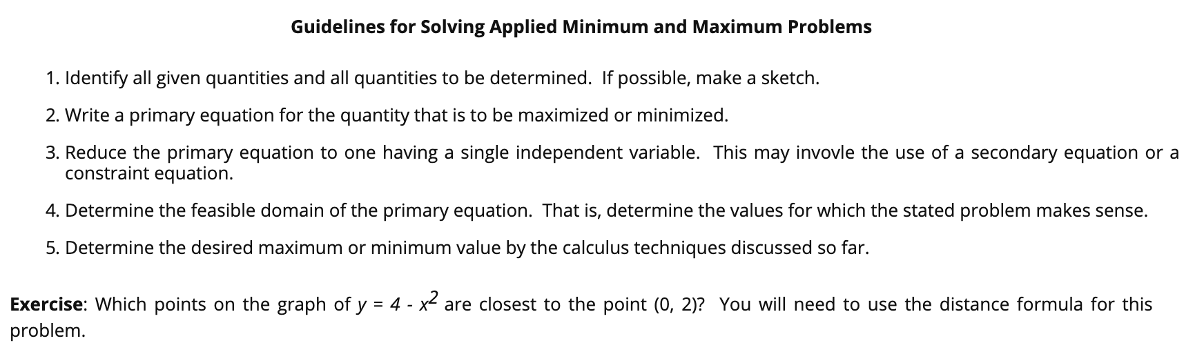 Solved Guidelines for Solving Applied Minimum and Maximum | Chegg.com