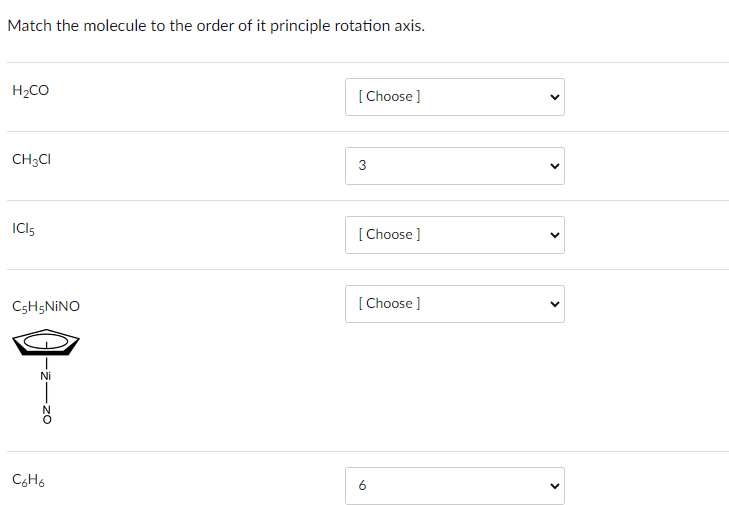 Solved Match the molecule to the order of it principle | Chegg.com