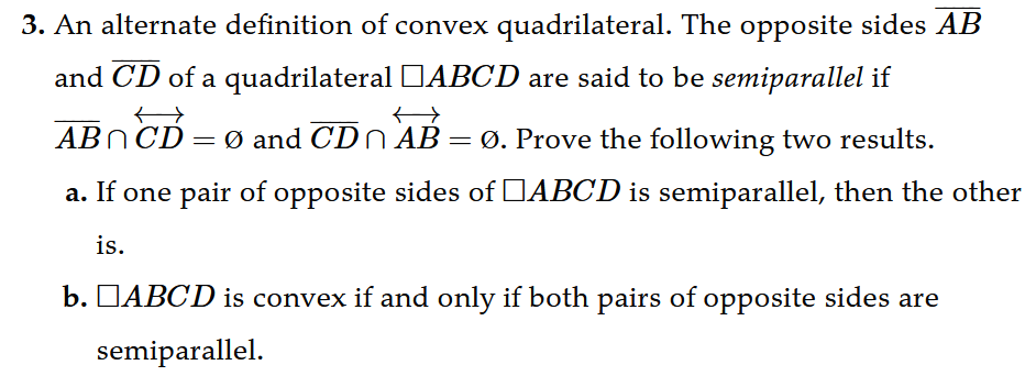 Solved 3. An alternate definition of convex quadrilateral. | Chegg.com