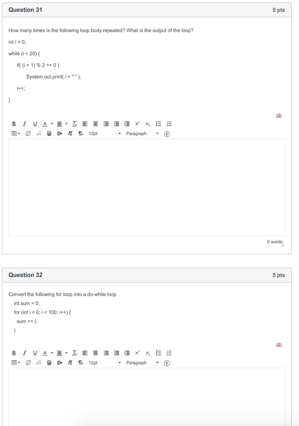 Solved Question 29 3 pts Analyze the following program. | Chegg.com