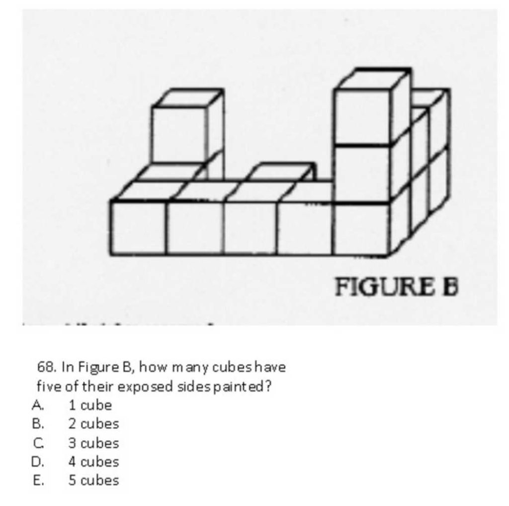 Solved FIGURE B 68. In Figure B, how many cubes have | Chegg.com