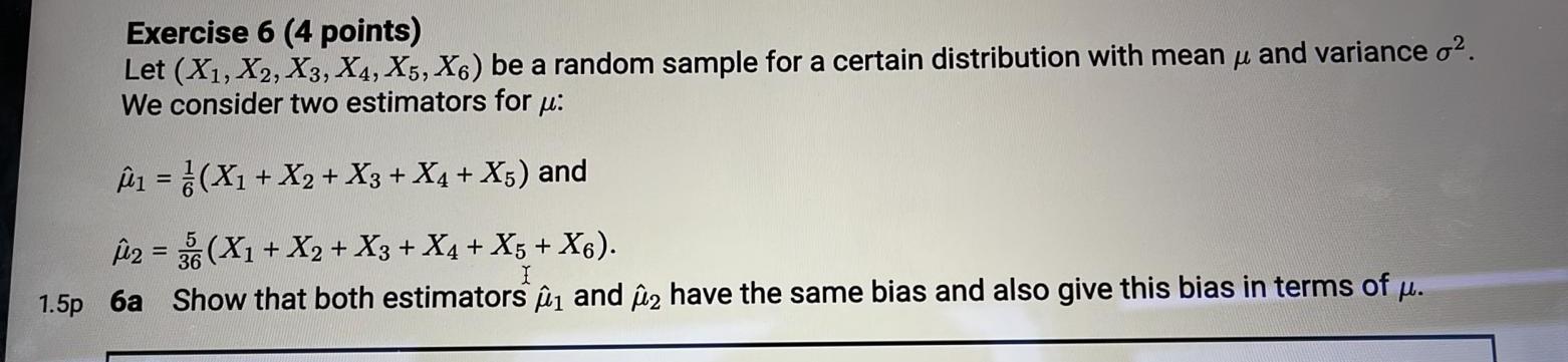 Solved Exercise 6 (4 points) Let (X1,X2,X3,X4,X5,X6) be a | Chegg.com