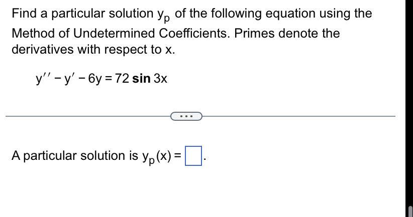Solved Find a particular solution yp of the following | Chegg.com