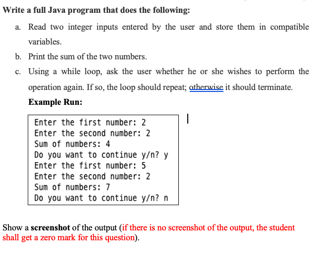 Solved Write a full Java program that does the following: a. | Chegg.com