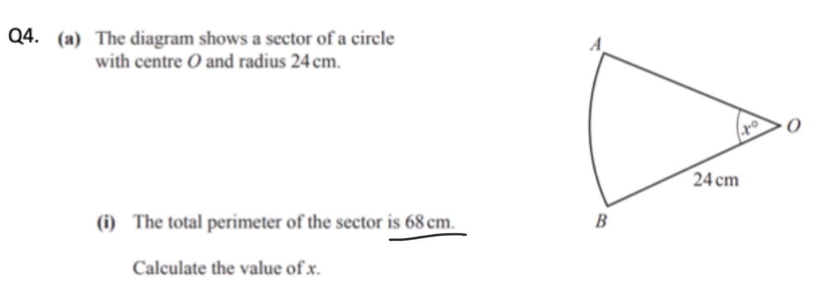 Solved (a) The diagram shows a sector of a circle with | Chegg.com