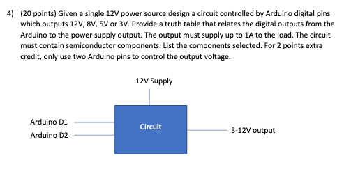 Solved 4) (20 points) Given a single 12v power source design | Chegg.com