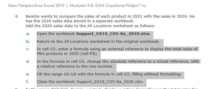 Solved New Perspectives Excel 2019 | Modules 5-8: SAM | Chegg.com
