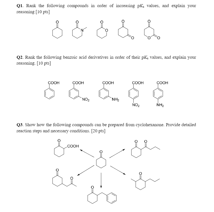 Solved Q1. Rank the following compounds in order of | Chegg.com