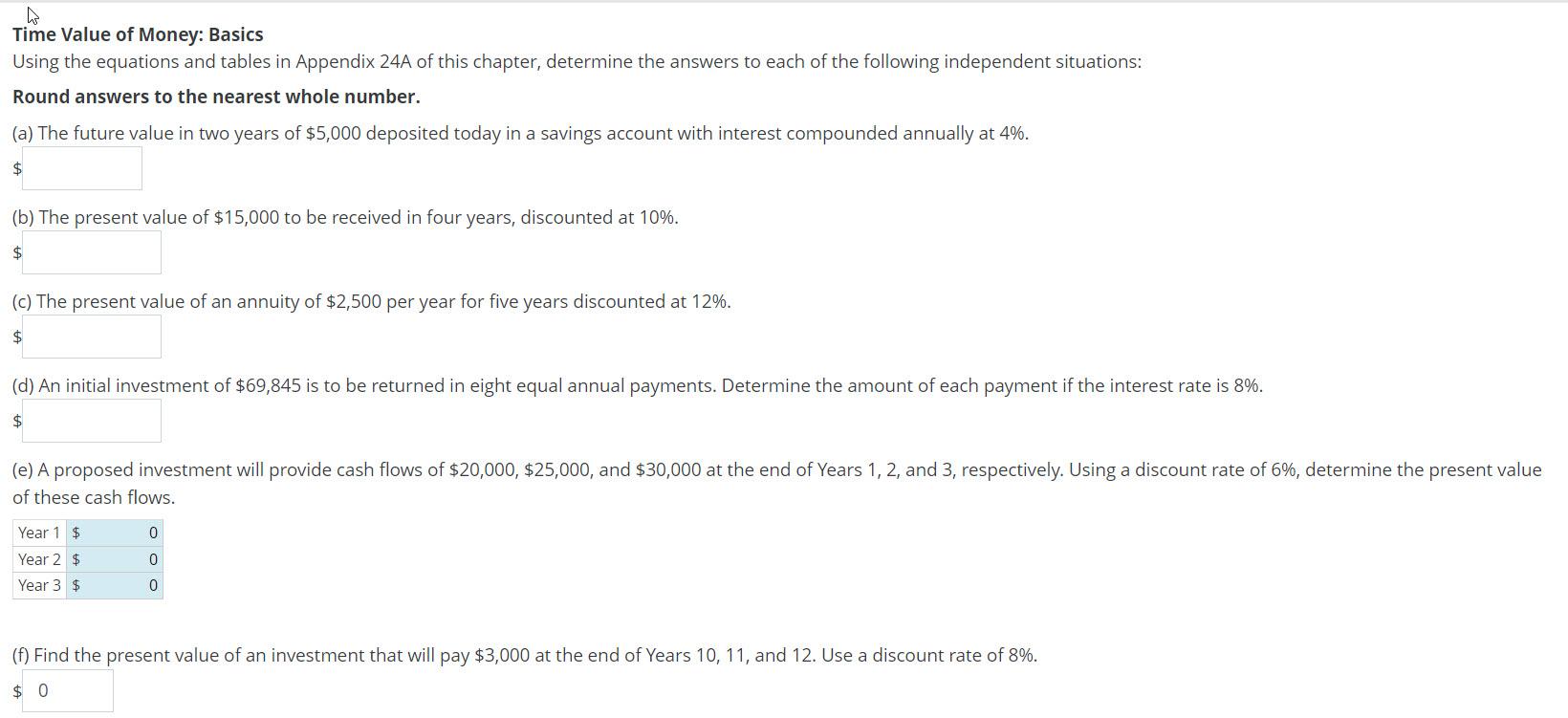 Solved Time Value of Money: Basics Using the equations and | Chegg.com