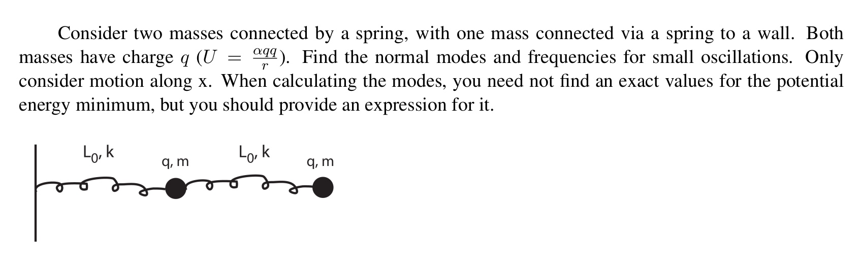 Solved Consider two masses connected by a spring, with one | Chegg.com