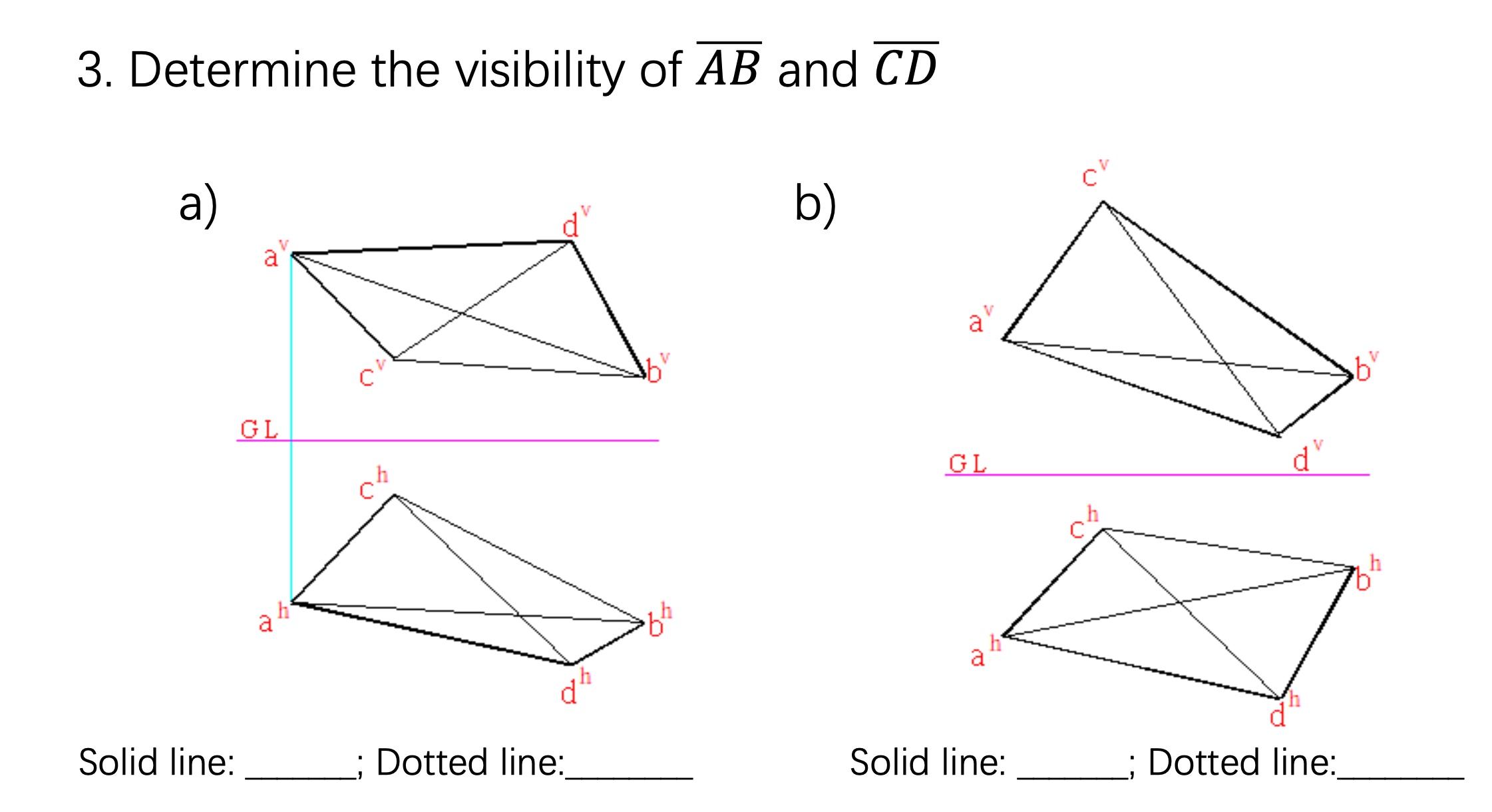 3. Determine the visibility of AB and CD a) Solid | Chegg.com