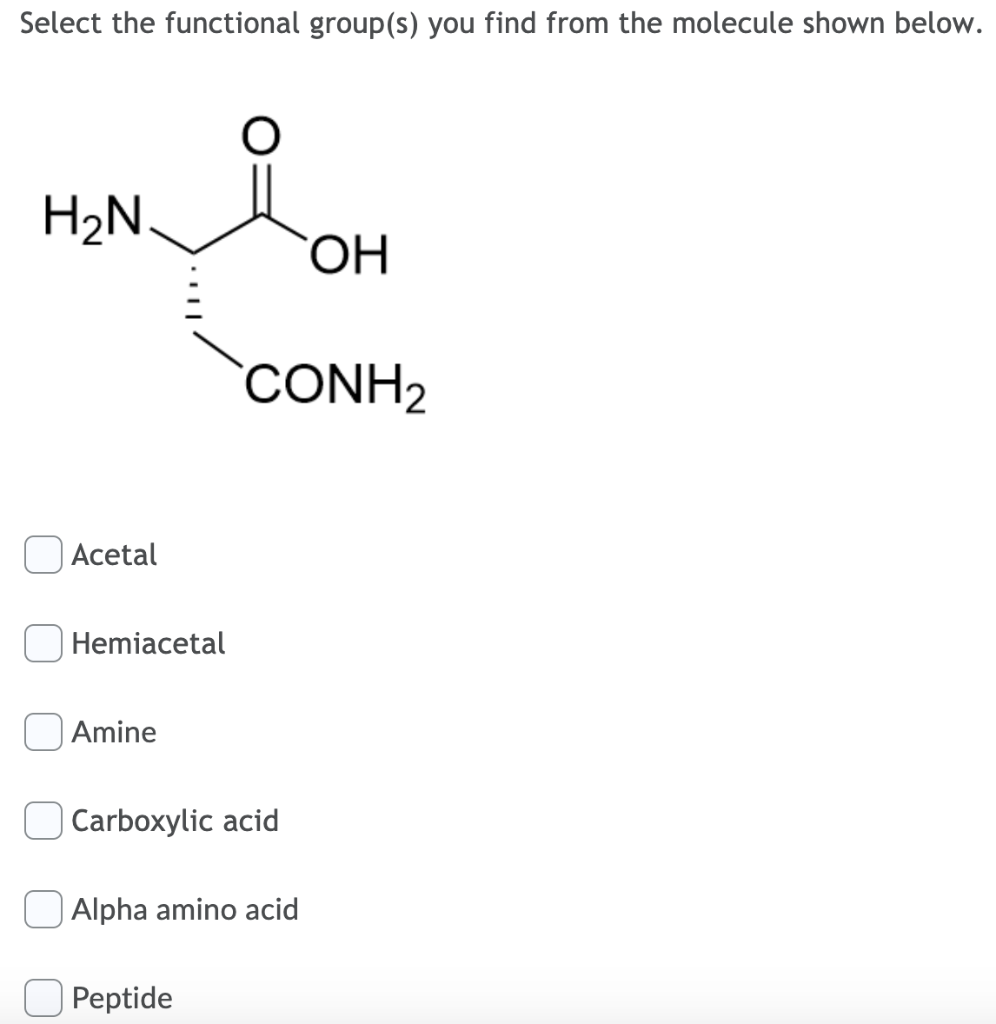 Solved Select the functional group(s) you find from the | Chegg.com