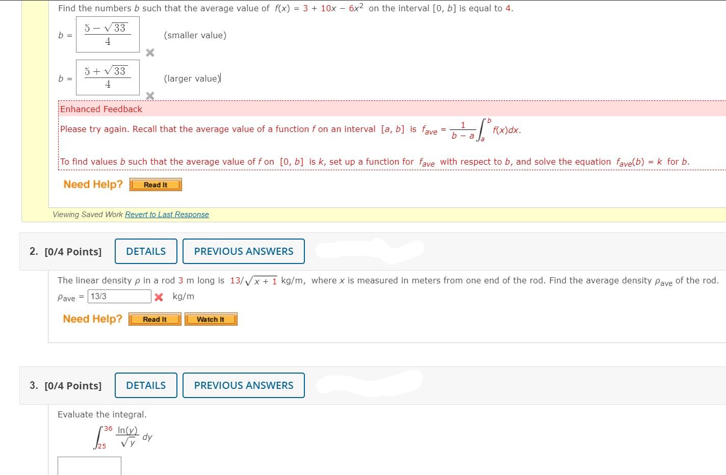Solved Find the numbers b such that the average value of | Chegg.com