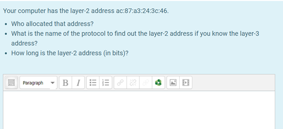 Solved Your computer has the layer-2 address | Chegg.com