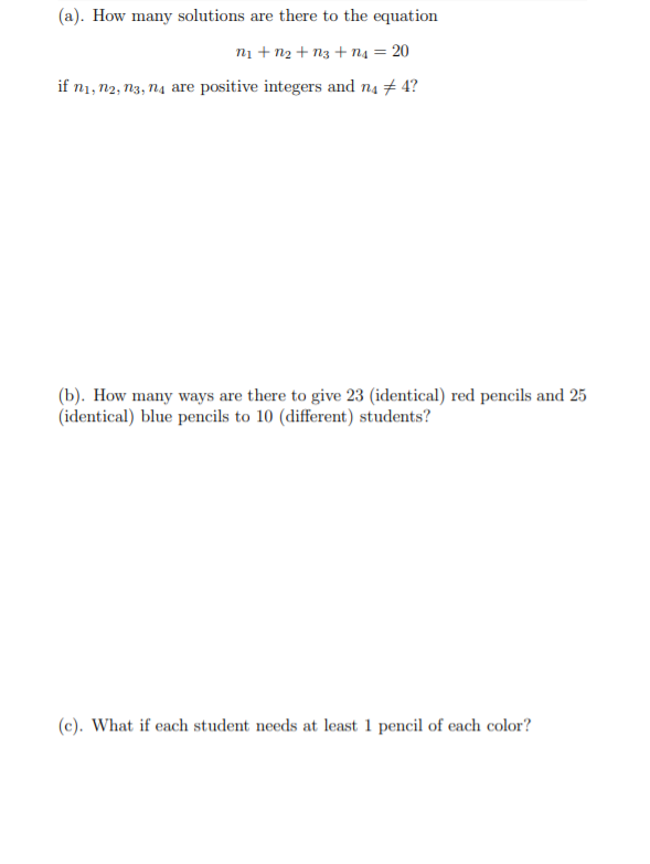 Solved (a). How many solutions are there to the equation | Chegg.com