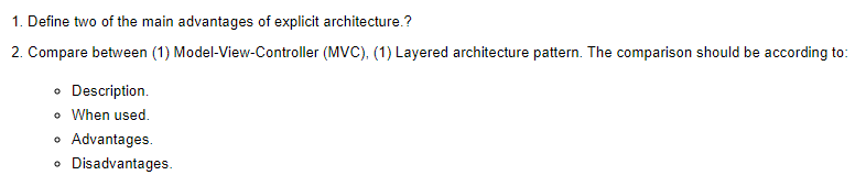 Solved 1. Define two of the main advantages of explicit | Chegg.com