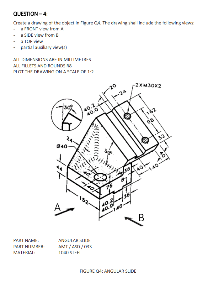 Solved Please draw the following object by AutoCAD in | Chegg.com