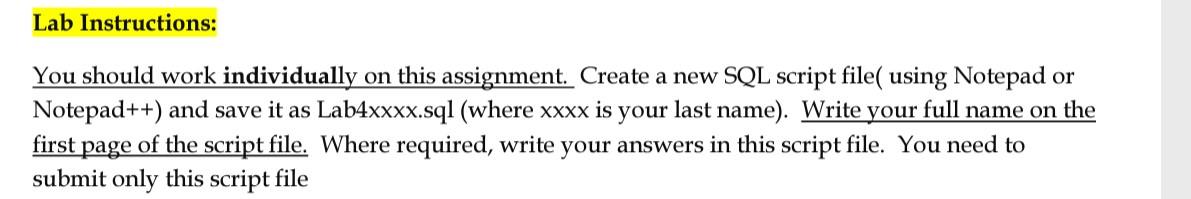 Solved Lab Instructions: You should work individually on | Chegg.com