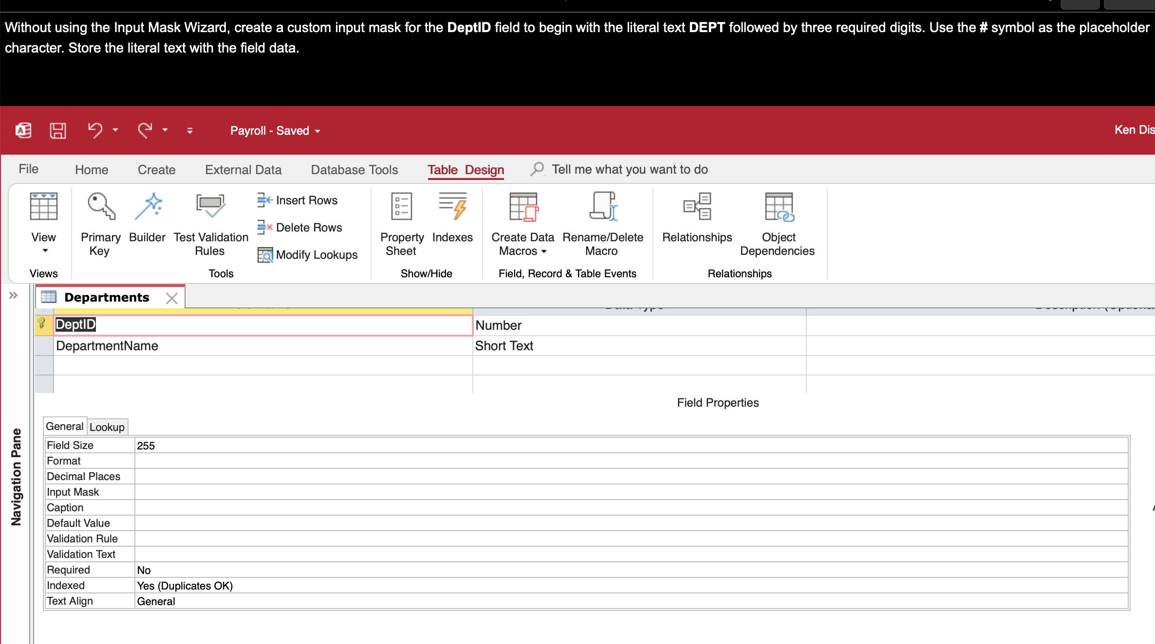 Solved Without using the Input Mask Wizard, create a custom | Chegg.com