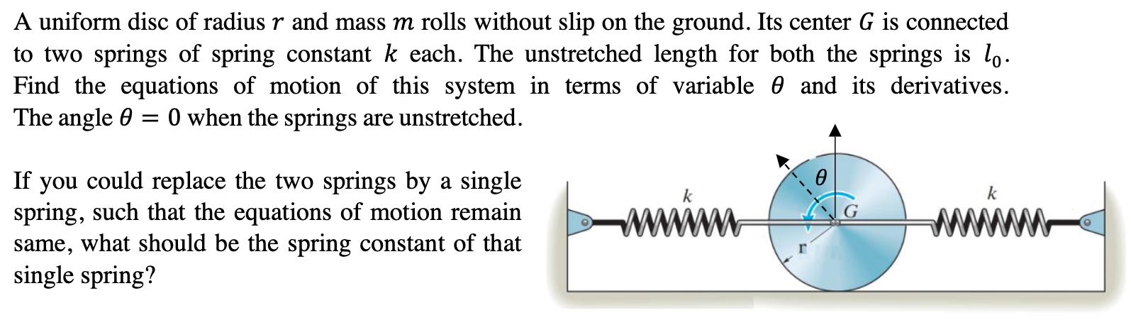 Solved A uniform disc of radius r and mass m rolls without | Chegg.com
