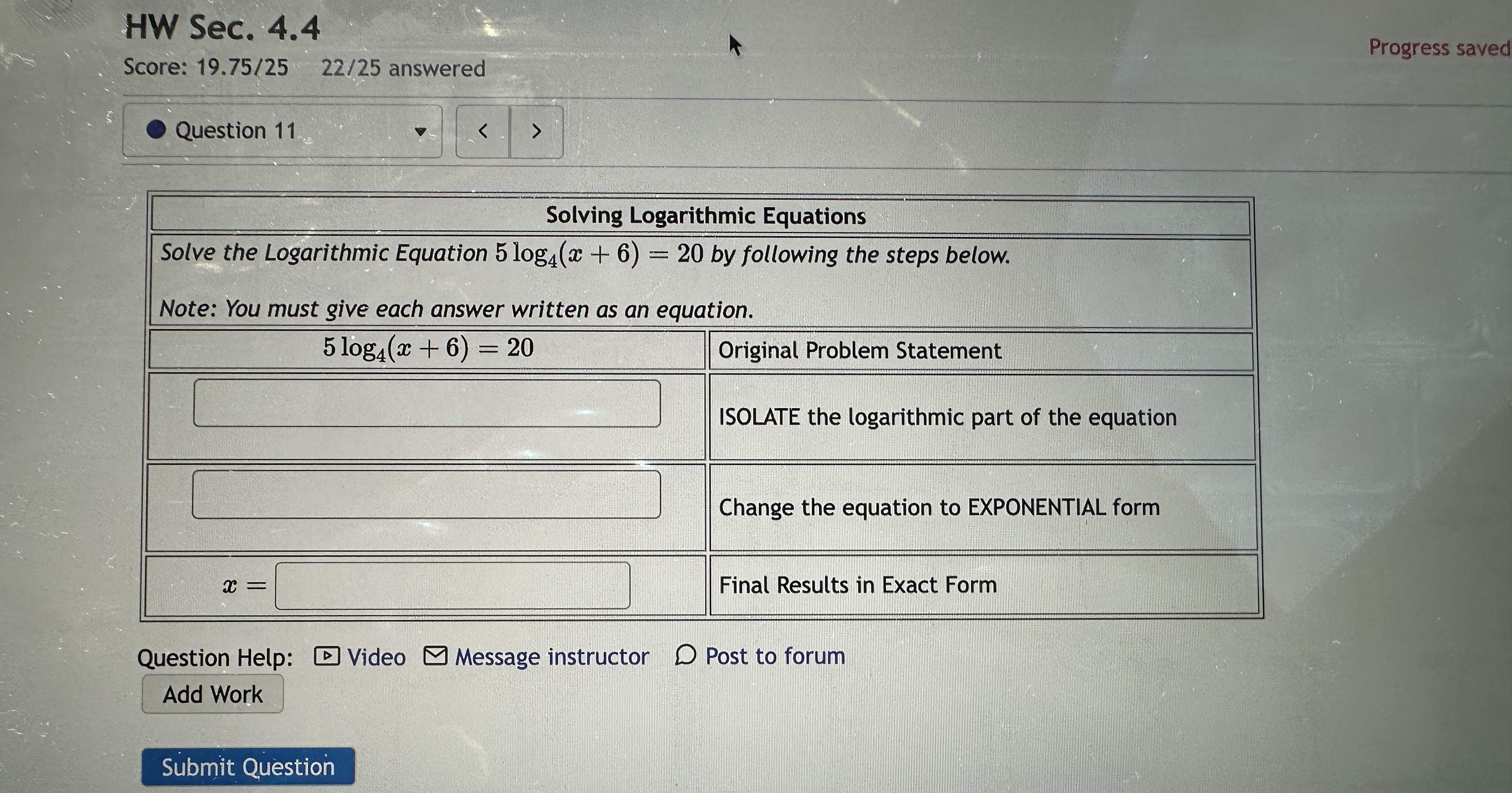 Solved 22/25 answered Progress saved | Chegg.com