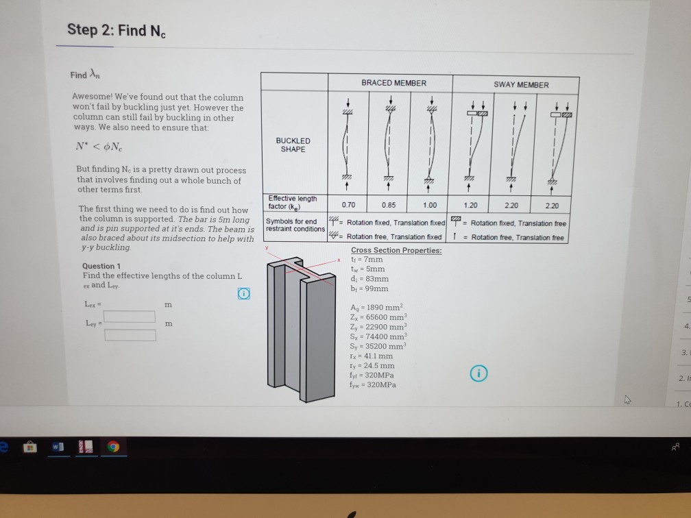 Solved Find the effective lengths of the column Lex and Ley | Chegg.com