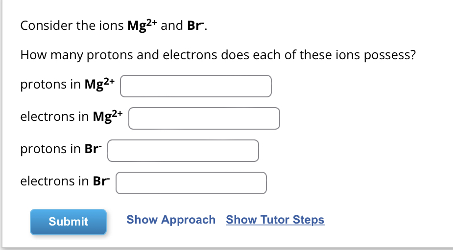 Solved Consider the ions Mg2+ and Br. How many protons and | Chegg.com