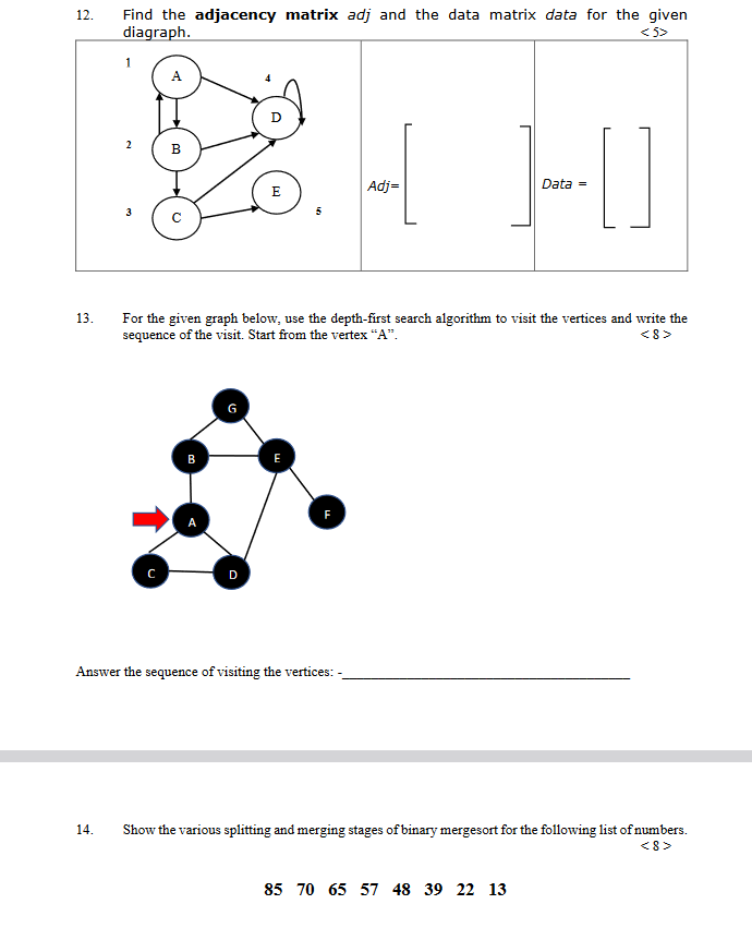 Solved 12. Find the adjacency matrix adj and the data matrix | Chegg.com