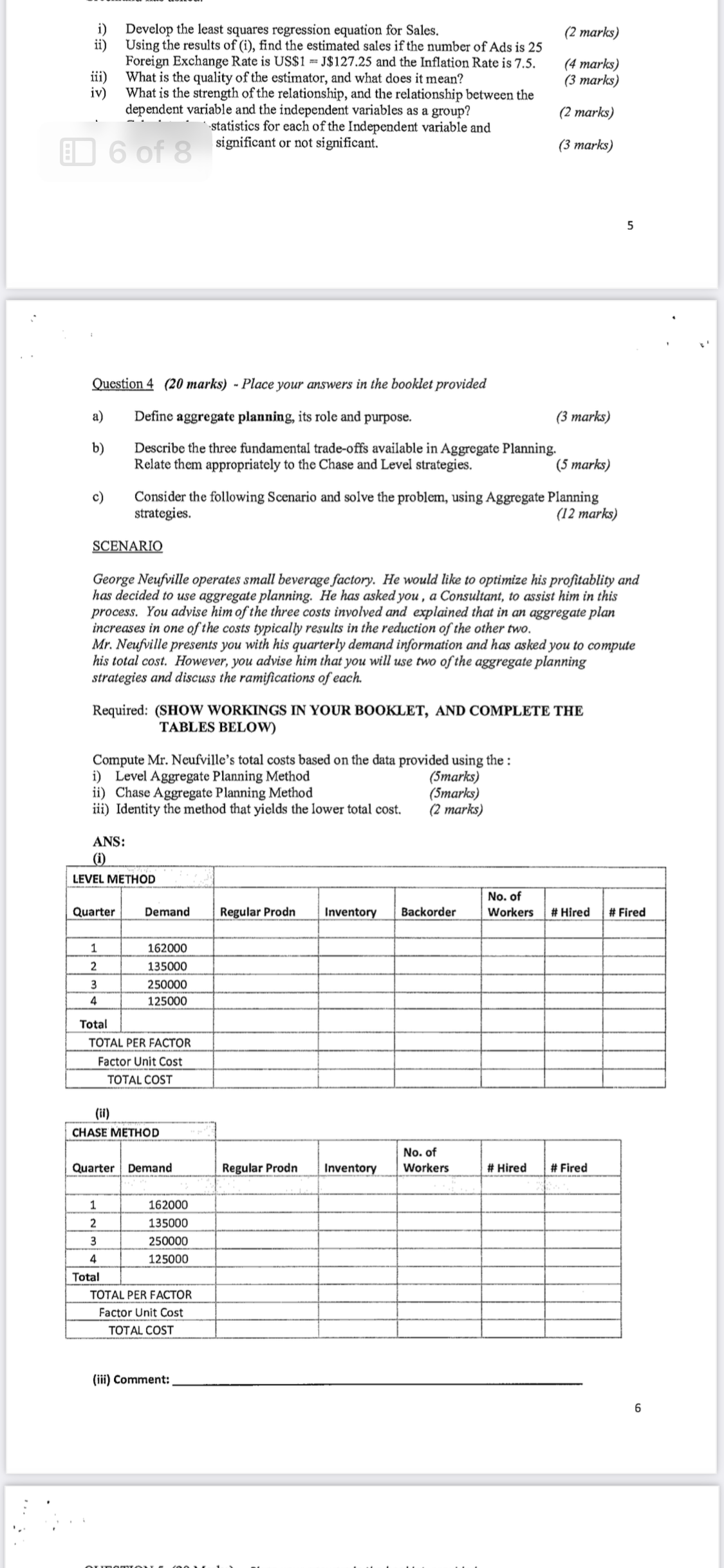 Solved Question 4 (20 ﻿marks) - ﻿Place your answers in the | Chegg.com