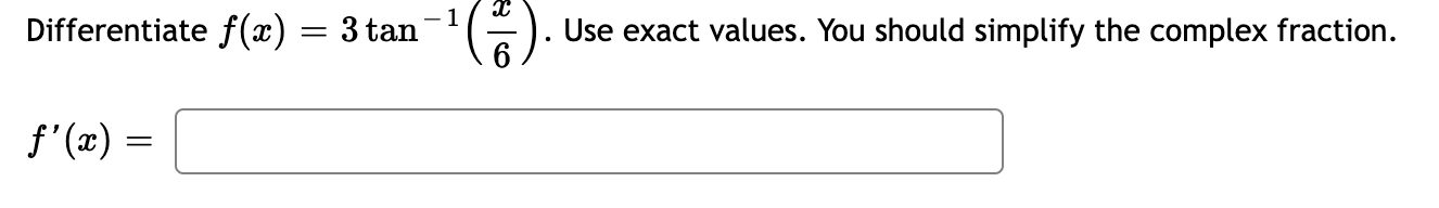 Solved Differentiate f(x)=6sin^−1(x/3) Use exact values. You | Chegg.com