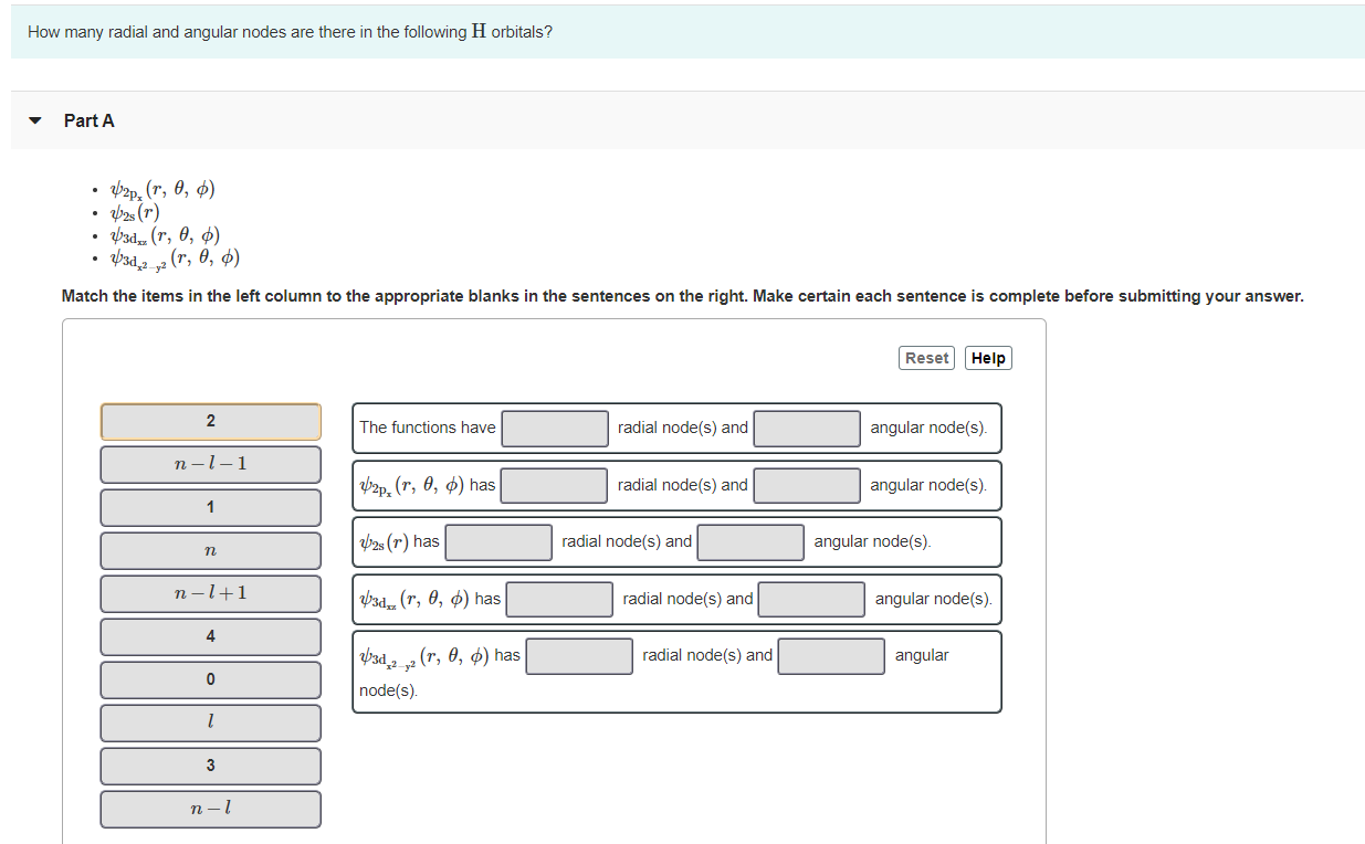 Solved How many radial and angular nodes are there in the | Chegg.com