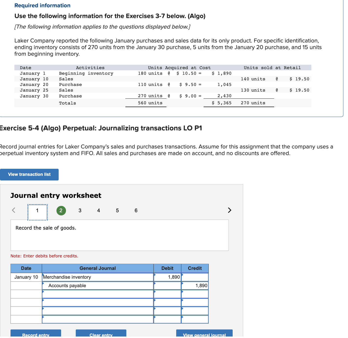 Solved Record the sale of goods.Record the cost of | Chegg.com