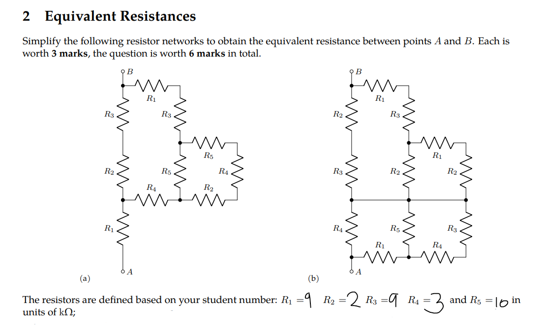 Solved 2 Equivalent ResistancesSimplify the following | Chegg.com